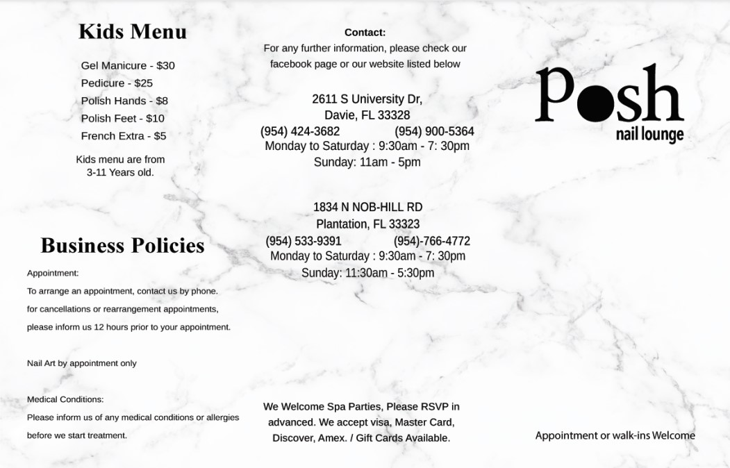 Menu – Posh Nail Lounge