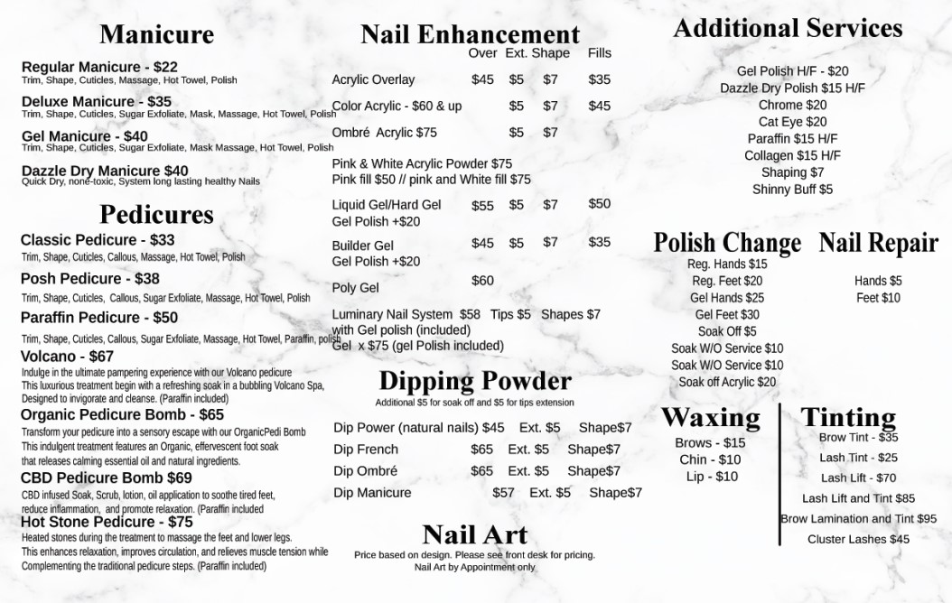 Menu – Posh Nail Lounge